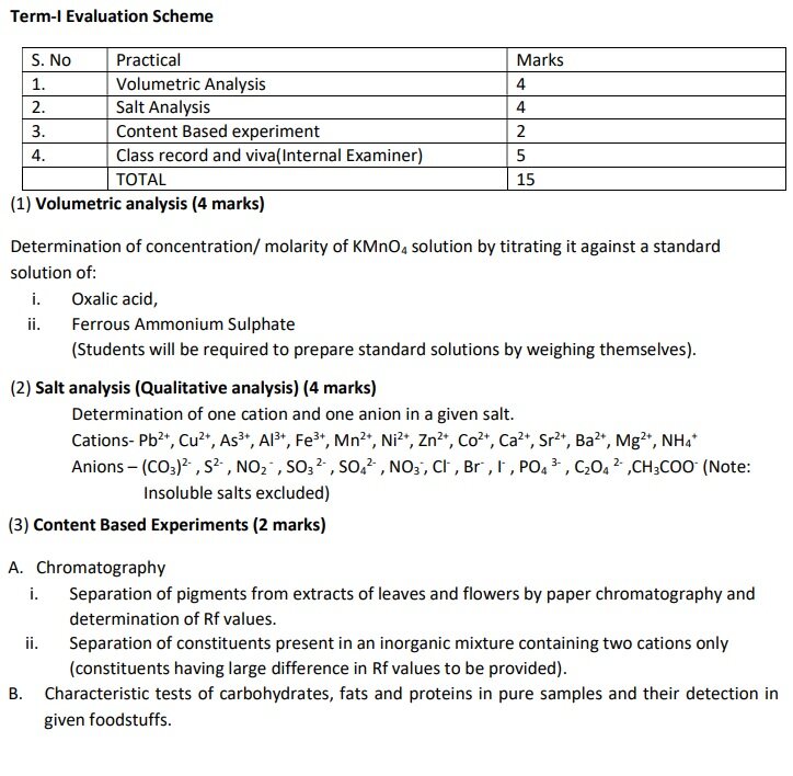 CBSE Class 12 Chemistry Syllabus 2021 22 Term 1 PDF CBSE Board Exam