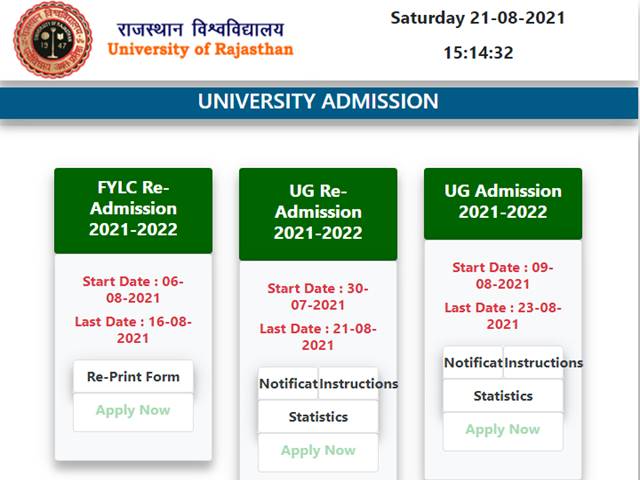 Rajasthan University UG Admission 2021: Application Date Extended ...