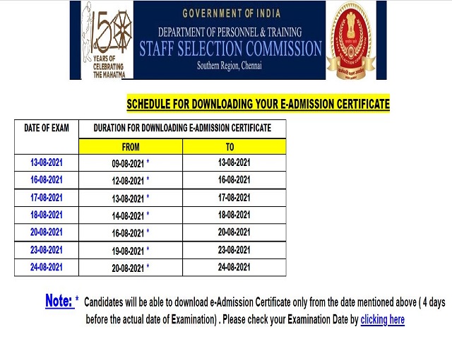 SSC SR CGL Admit Card 2021 on 9 Aug @sscsr.gov.in: Check Southern ...