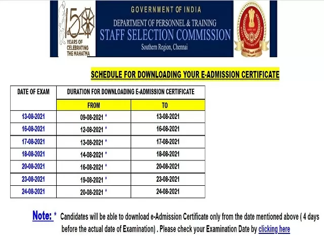 SSC SR CGL Admit Card 2021 on 9 Aug @sscsr.gov.in: Check Southern ...