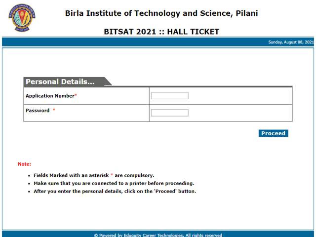 BITSAT Admit Card 2021 Released, Download BITS, Pilani Entrance Exam ...