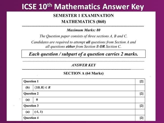 ISC Mathematics Answer Key 2021 22 Semester 1 Out Check Question 