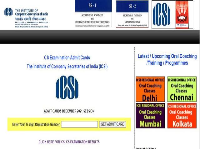 ICSI CS Admit Card 2021 (Out) for Executive and Professional exams at ...