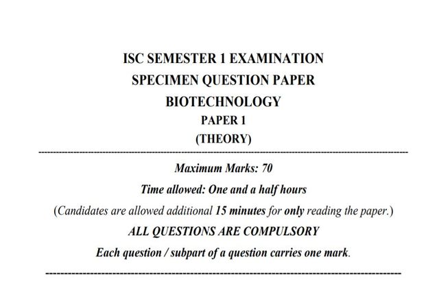ISC Biotechnology Class 12 Semester 1 Exam 2021 22 Check Biotechnology isc-biotechnology-class-12-semester-1-exam-2021-22-check-biotechnology