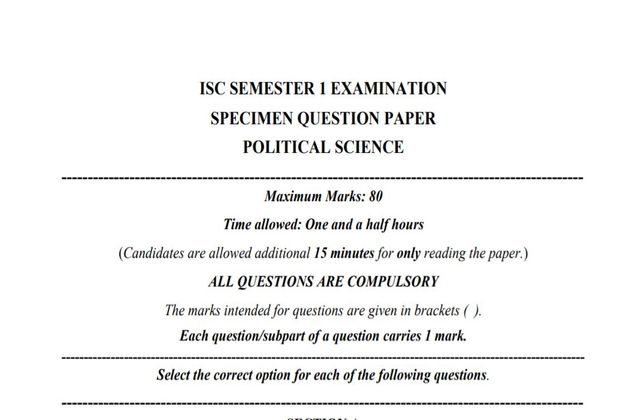 ISC Political Science Class 12 Semester 1 Exam 2021-22: Check Question ... ISC Political Science Class 12 Semester 1 Exam 2021-22: Check Question ...