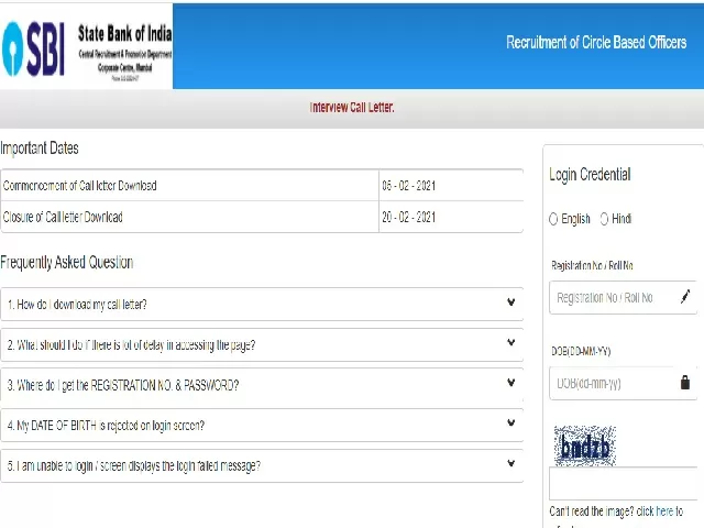 SBI CBO 2021 Interview Admit Card Released, Download Circle Based ...