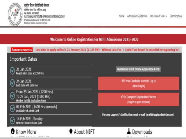 NIFT 2021: Late Registration process begins today, Apply at nift.ac.in ... NIFT 2021: Late Registration process begins today, Apply at nift.ac.in ...