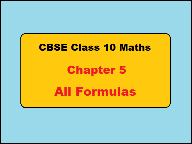 Arithmetic Progressions Formulas CBSE Class 10 Maths Chapter 5