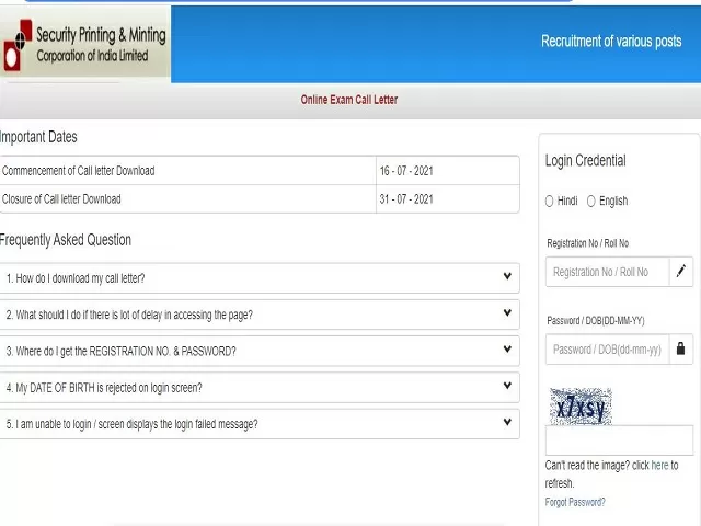 SPM Hoshangabad Admit Card 2021 @spmhoshangabad.spmcil.com, Download ...