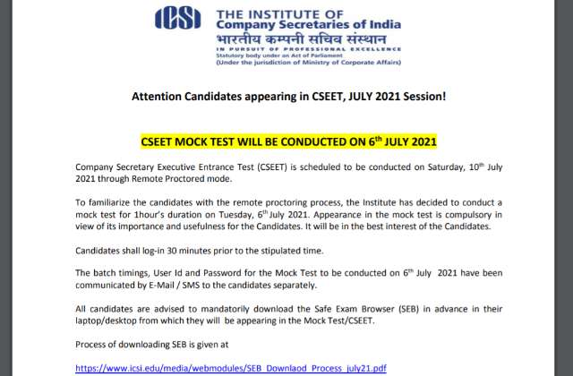 ICSI CSEET 2021 Mock Test Today, Know How To Appear Online at icsi.edu ... ICSI CSEET 2021 Mock Test Today, Know How To Appear Online at icsi.edu ...