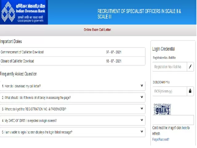 IOB SO Admit Card 2021 OUT, Exam on 18 July, Check Specialist Officer ...