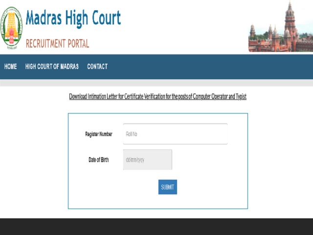 Madras High Court CV Admit Card 2021 out for Computer Operator & Typist Posts, Download ...