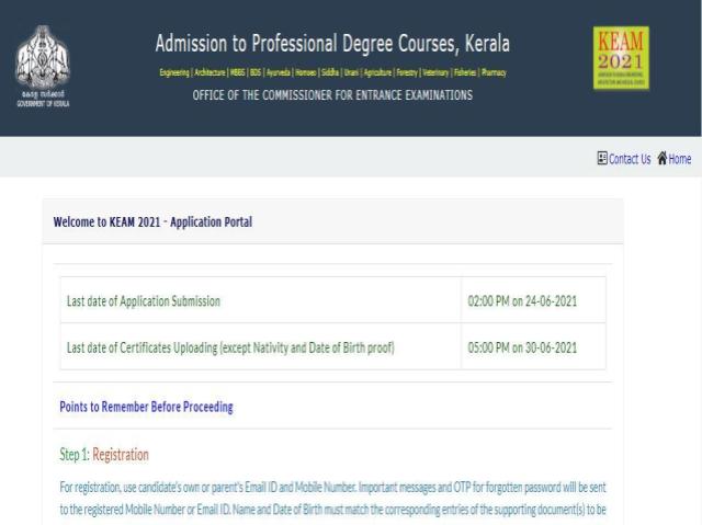 KEAM 2021 Registrations Extended to June 24, Apply at cee.kerala.gov.in ... KEAM 2021 Registrations Extended to June 24, Apply at cee.kerala.gov.in ...