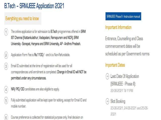 SRMJEEE 2021: Phase 2 slot booking begins at srmist.edu.in, Get Details ...