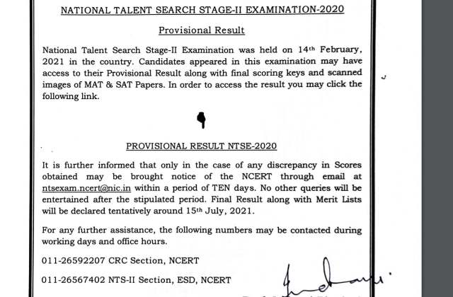 NTSE Stage 2 Result 2021 Declared, Check NTSE Results 2021 for Stage 2 ...