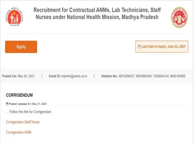 NHM MP Recruitment 2021: 5215 Vacancies for Staff Nurse and ANM Posts ...