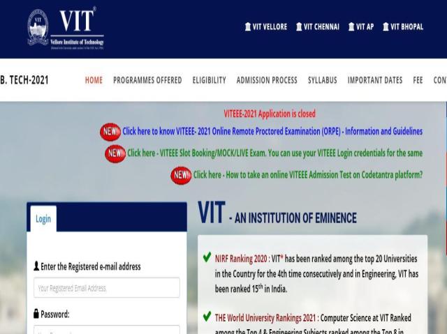 VITEEE 2021 Mock Test for Re-Exams released at vit.ac.in, Check Details ...