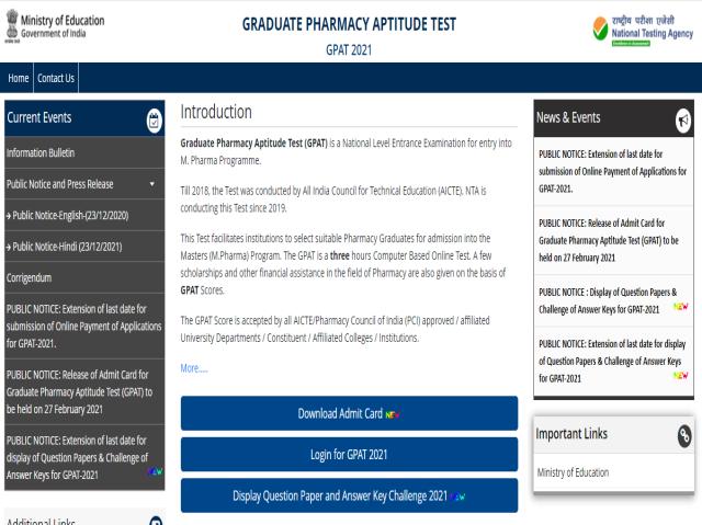 GPAT 2021 Results expected to be declared soon at gpat.nta.nic.in, Get ...