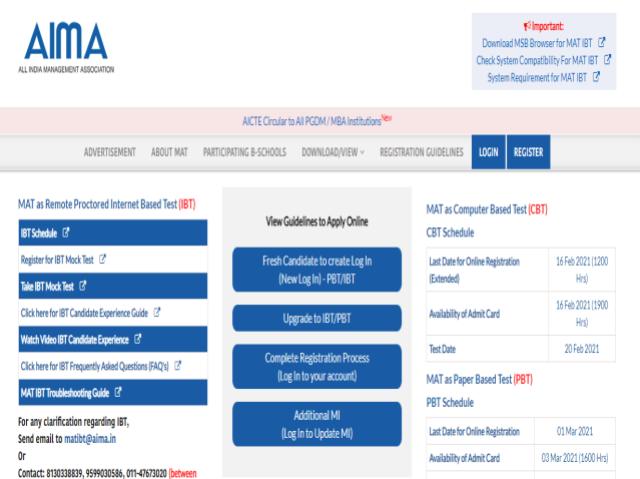 MAT 2021 PBT registration to close today, Apply at mat.aima.in ...