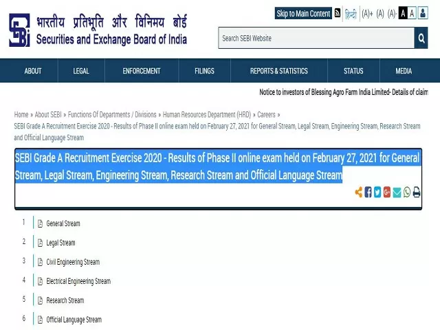 SEBI Grade A Phase 2 Result 2021 Out: Download Officer Assistant ...