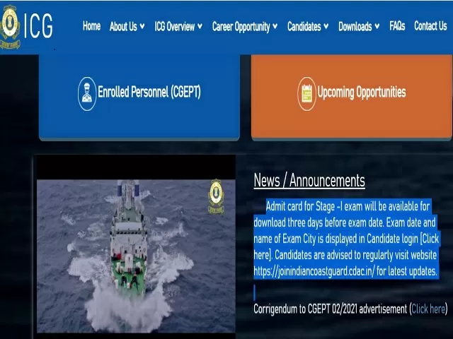 Indian Coast Guard Admit Card 2021 New Update: Check ICG Yantrik/Navik ...
