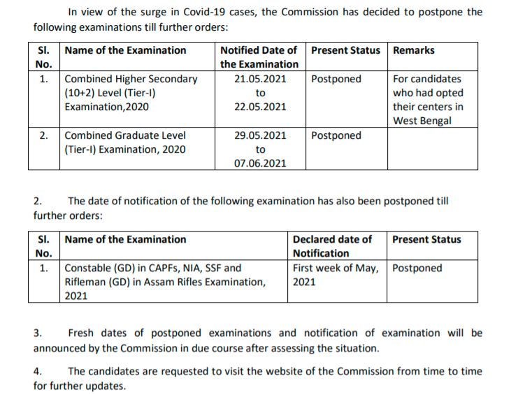 UPSC 2021, UPTET 2020, SSC: Important Exams & Notifications Postponed ...