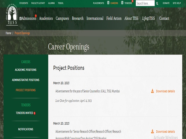 TISS Recruitment 2021 for Various Intern Posts @tiss.edu, Check ...