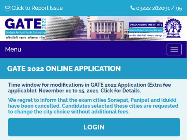 GATE 2022 Application Correction Window Extended, Edit Mistakes by 15th ...