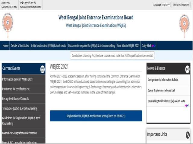 WBJEE 2021 Counselling Registrations commence, Apply at wbjeeb.nic.in, Get Direct Link Here ...