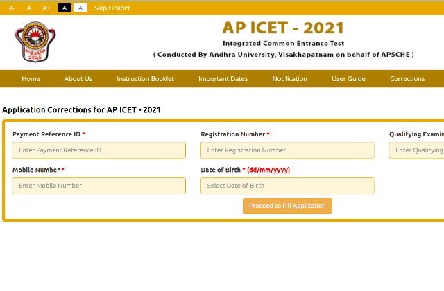 AP ICET 2021: Andhra Pradesh ICET Application Correction Window Opens ...