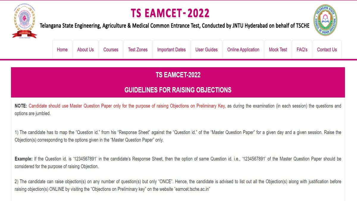 TS EAMCET Answer Key 2022: Raise Objection in Telangana EAMCET AM ...