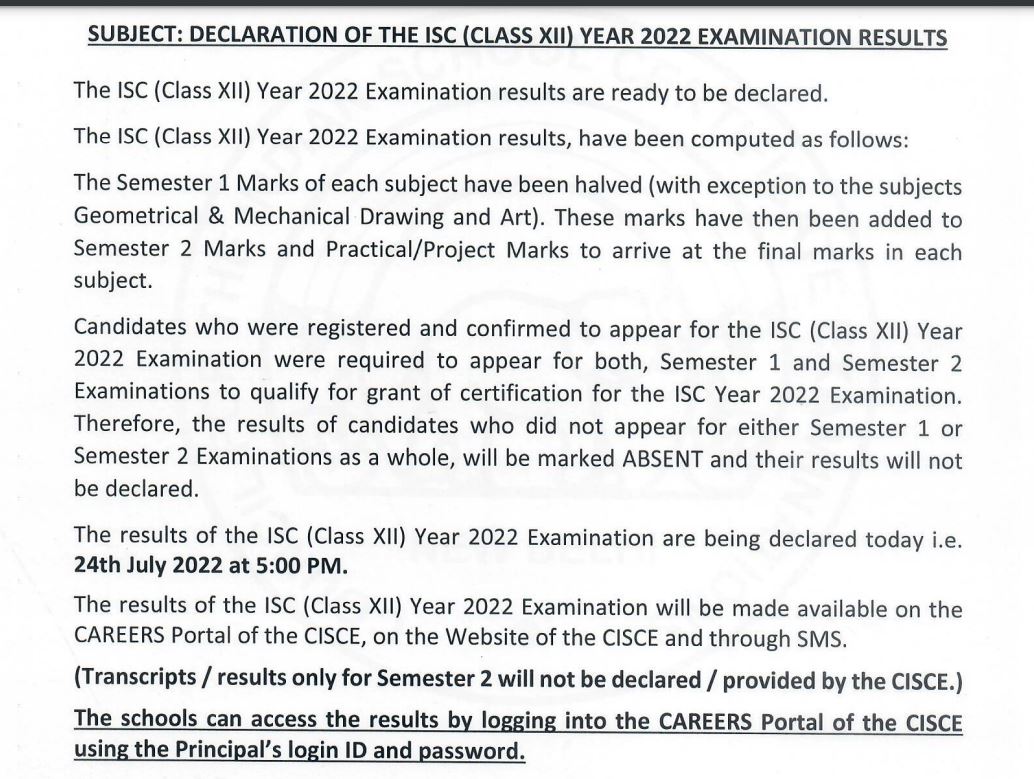 ISC 12th Result 2022 (Declared) LIVE: CISCE Released ISC Class 12 ...