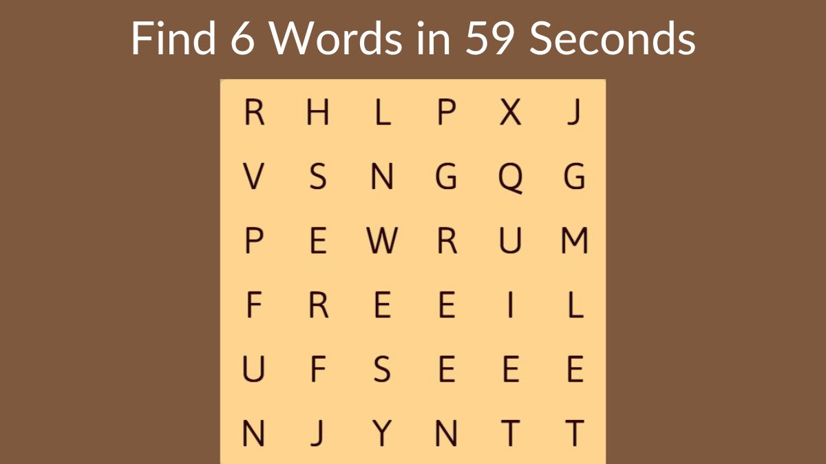 Word Search Puzzle Can You Find 6 Words In The Image Within 59 Seconds 