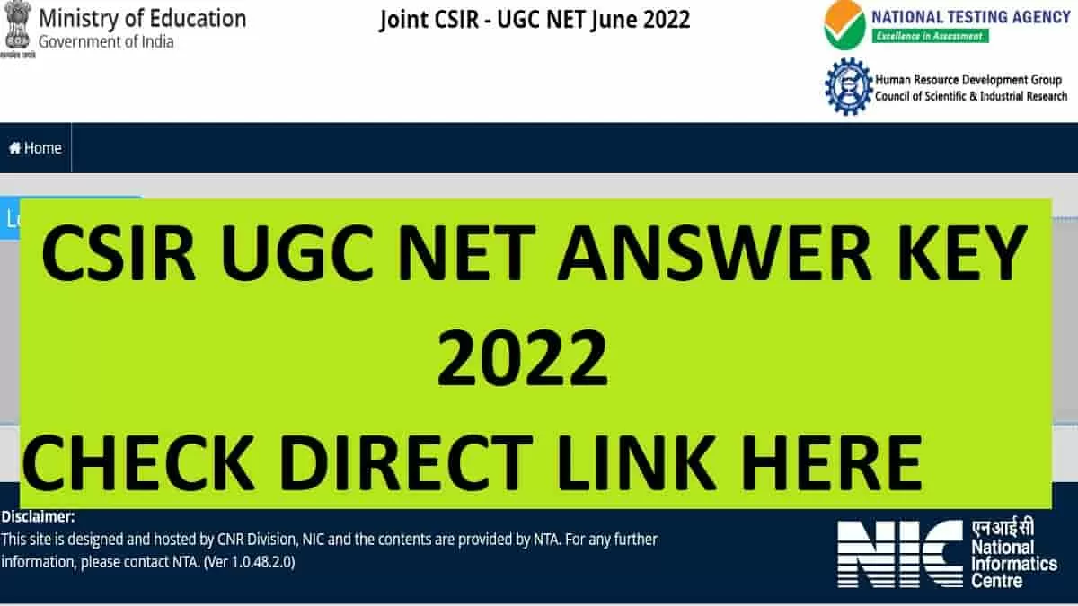CSIR UGC NET Answer Key 2022 Released @csirnet.nta.nic.in: Objection Link Available Till 3 Oct