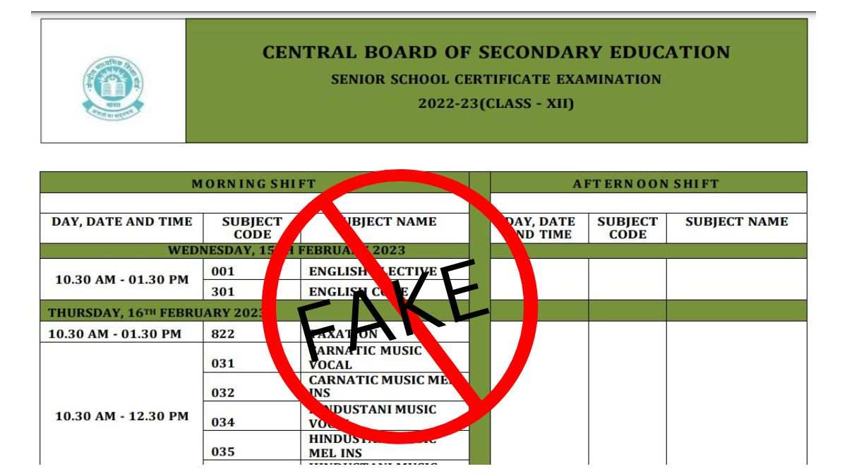 CBSE Class 12 Datesheet NOT Released Fake Board Exam Schedule Goes CBSE Class 12 Datesheet NOT Released Fake Board Exam Schedule Goes