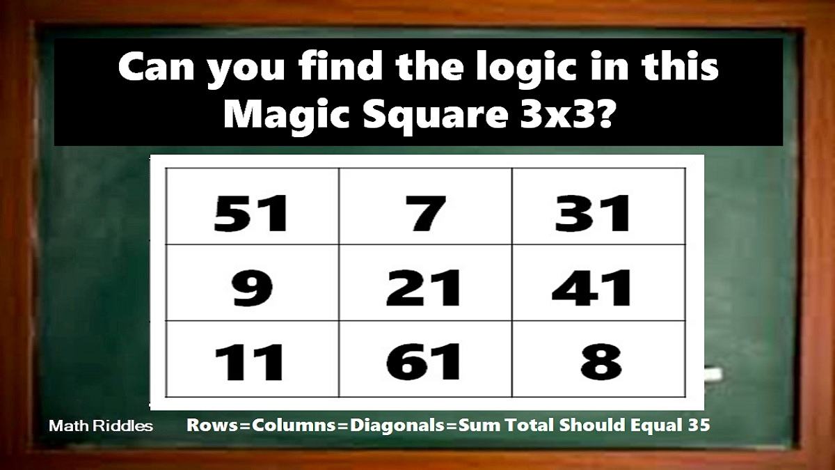 Math Riddles Can You Find The Logic In This Magic Square 3 3 