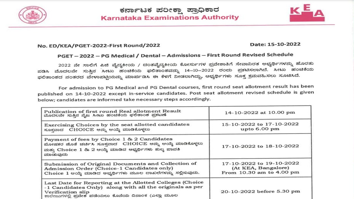 Karnataka NEET PG Counselling 2022 Dates Revised For Round 1 Check