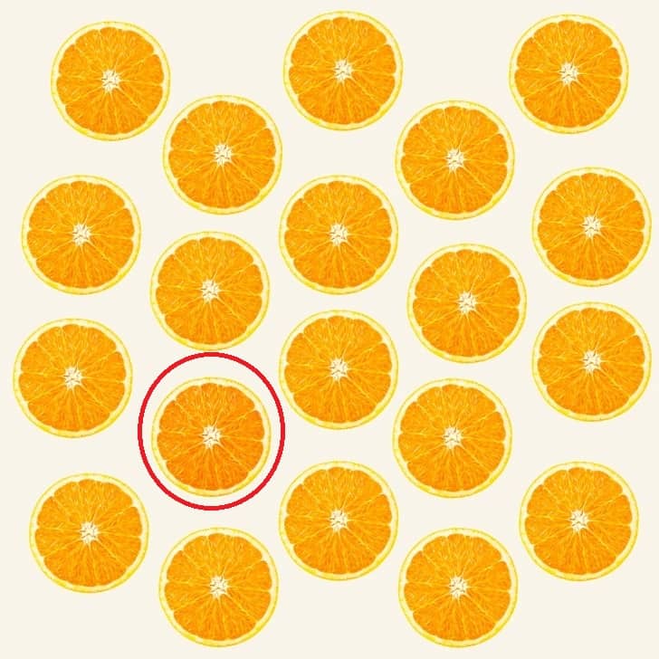 Optical Illusion: Can you spot the odd orange in 5 seconds?