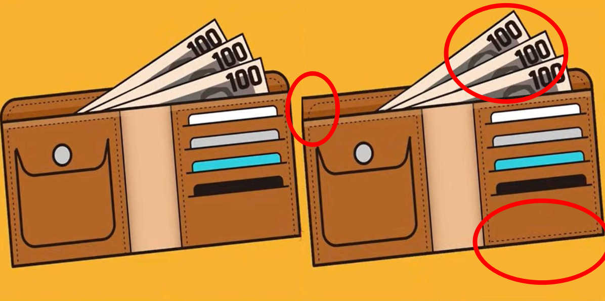 Spot 3 differences between the two wallet pictures in 7 seconds!