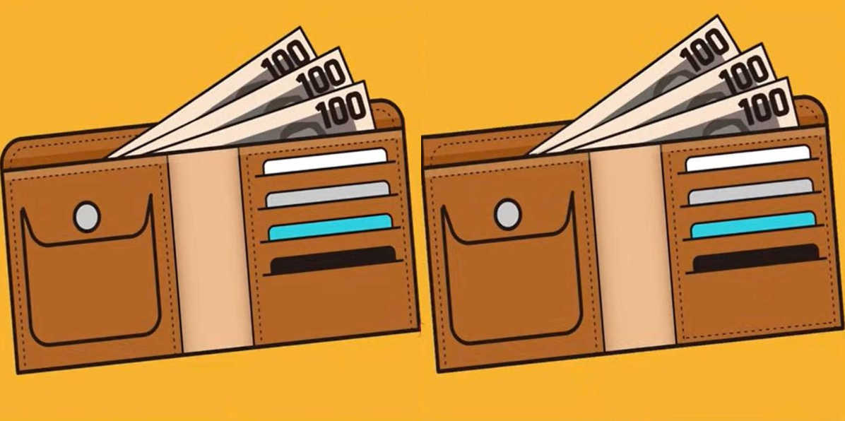 Spot 3 differences between the two wallet pictures in 7 seconds!