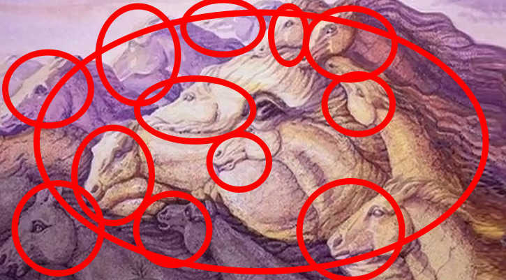 Optical Illusion Visual Skill Challenge: Find 13 Horses in 13 Seconds!