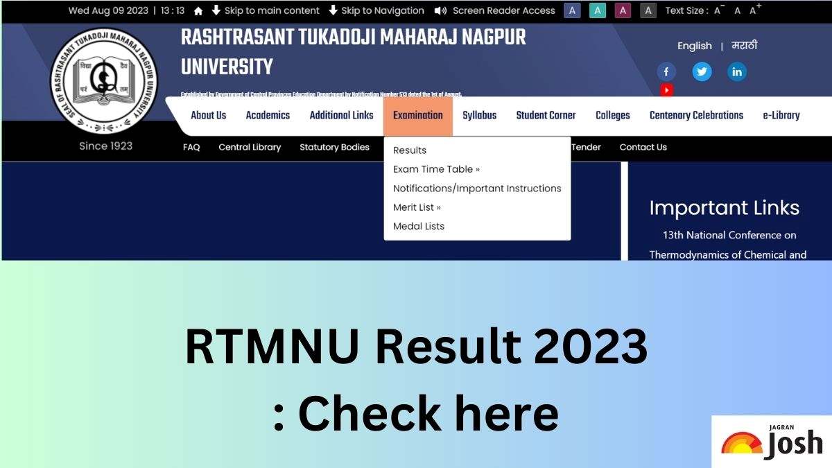 RTMNU Results 2024: Rashtrasant Tukadoji Maharaj Nagpur University UG ...