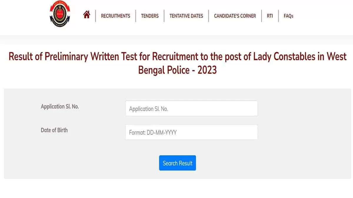 WB Police Lady Constable Result 2023 Released: Download WBP Prelims ...