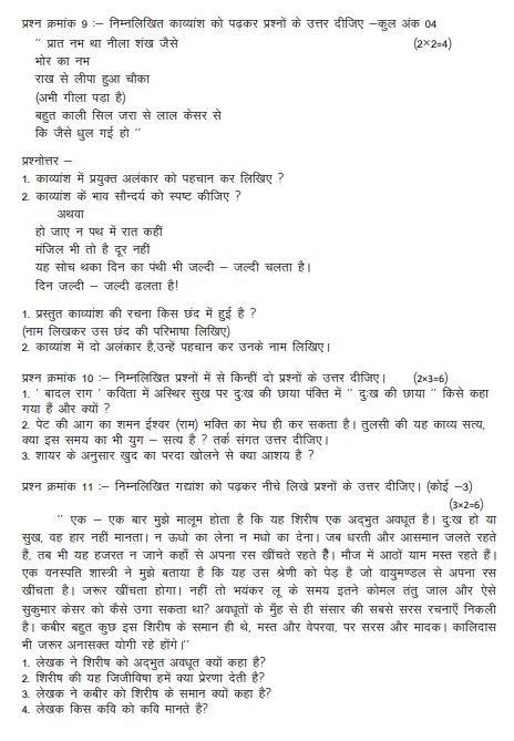 CGBSE 12th Hindi Model Paper 2024: Download CG Board Class 12 Hindi ...