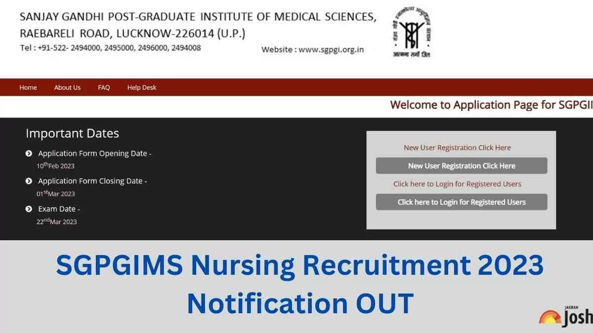 SGPGIMS Recruitment 2023: Apply Online for 1974 Staff Nurse Posts, Check Eligibility & Other ...