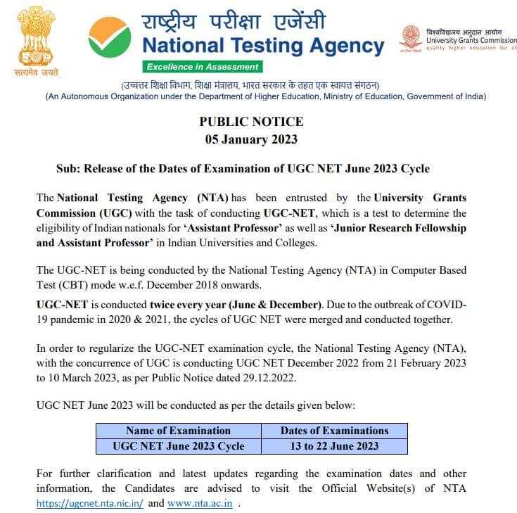 UGC NET Exam Date 2023: Subject Wise Exam Schedule for Phase 1, 2