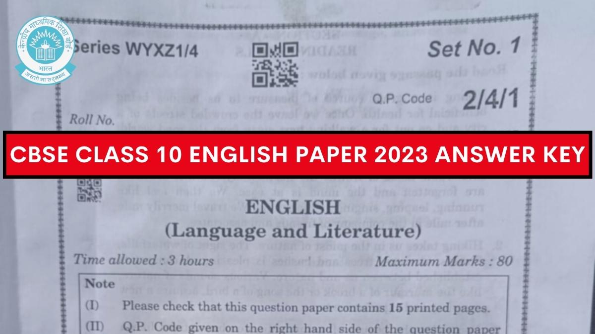 CBSE Class 10 English Answer Key 2023 And ion Paper PDF