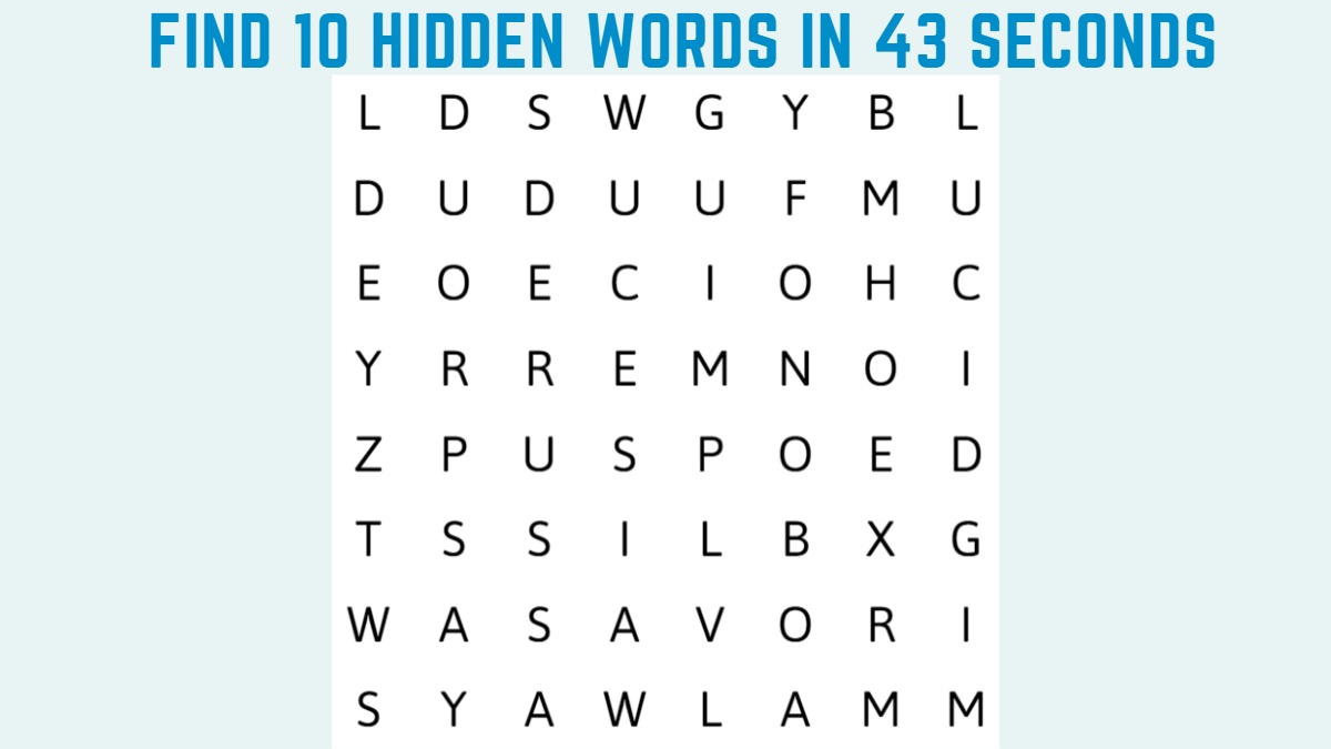 Word Search Puzzle Can You Spot 10 Words In The Image In 43 Seconds 
