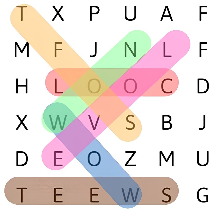 Word Search Puzzle: Can you find 6 words in the image within 47 seconds?