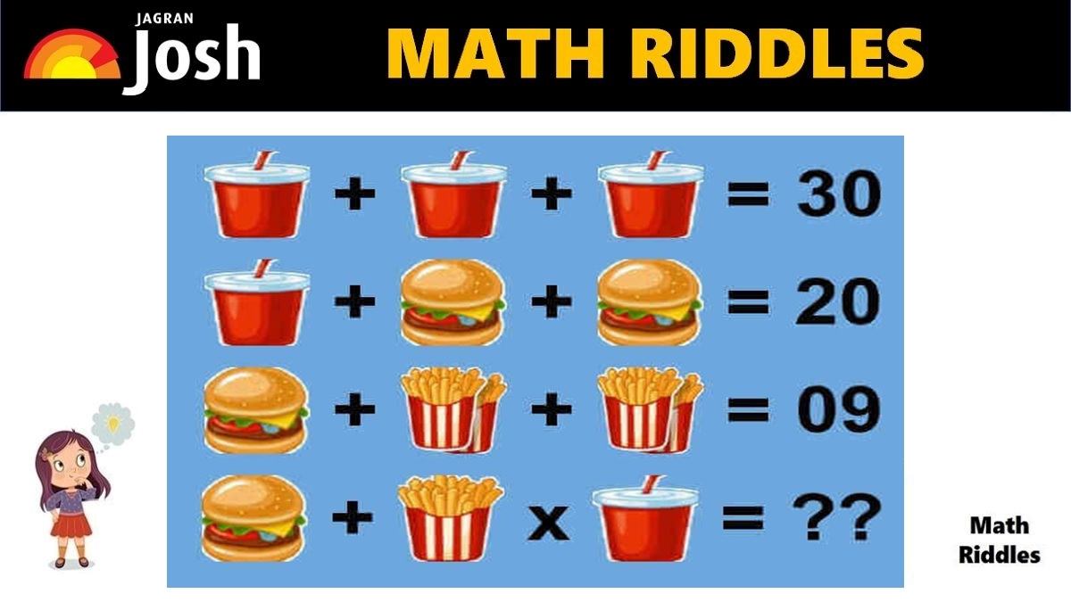 Math Riddles With Answers Can You Find The Value Of Burger Fries 